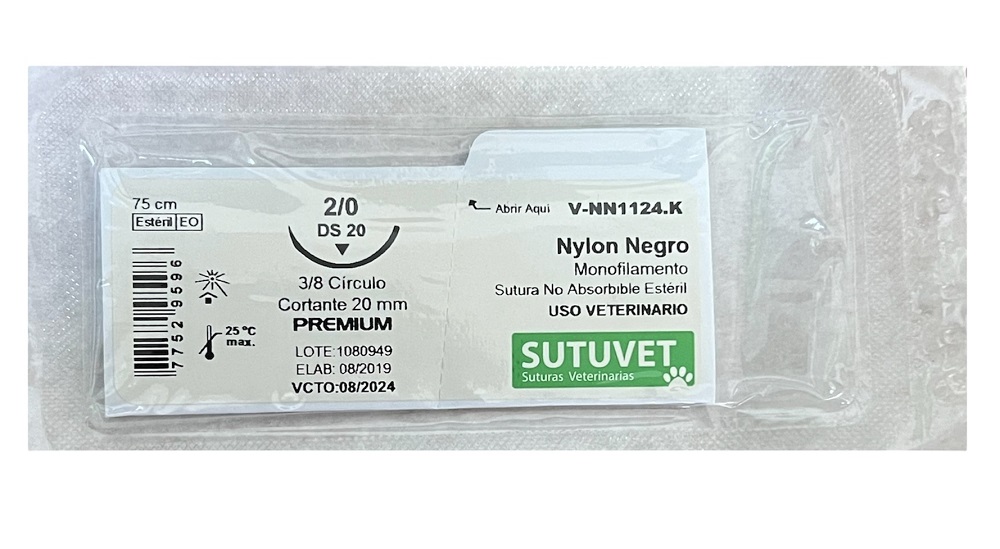 SUTURA DE NYLON 2/0 CON AGUJA 24MM 3/8 CORTANTE | El Rejo Web