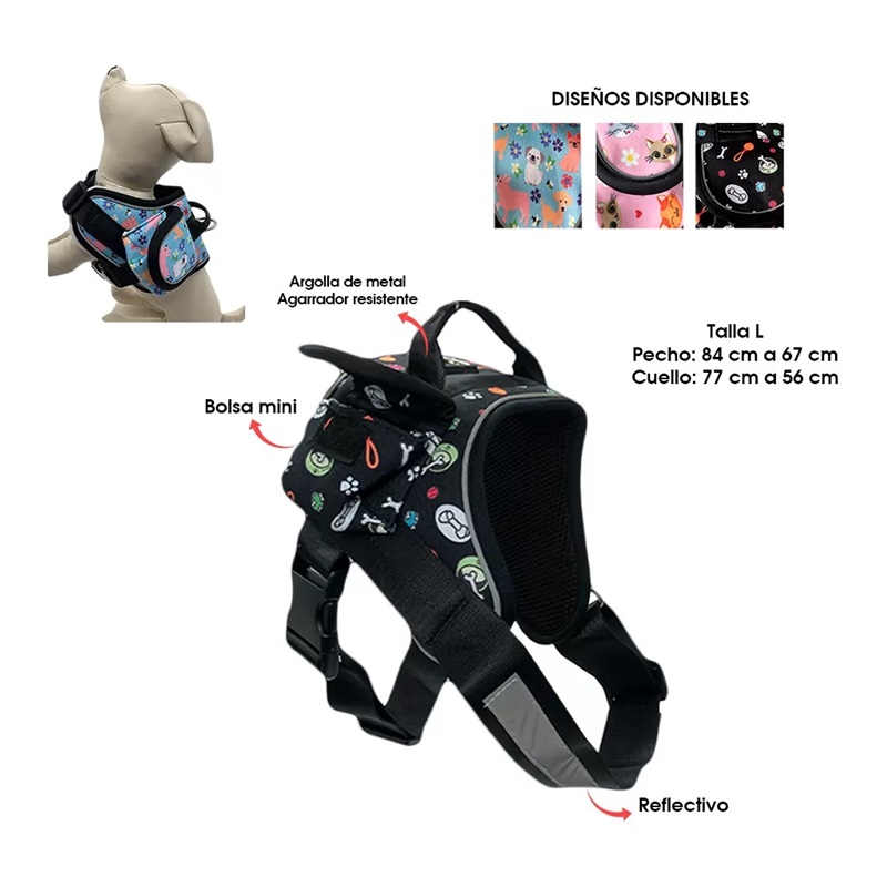 ARNES PARA PERRO CON BOLSA PECTORALIS ESTAMPADO | El Rejo Web
