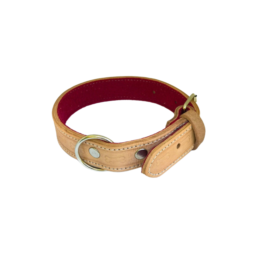 COLLAR DE CUERO DOBLE PARA PERRO NEGRO/PIEL | El Rejo Web